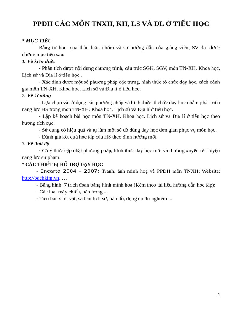 De Cuong Mon PPDH TNXH | PDF