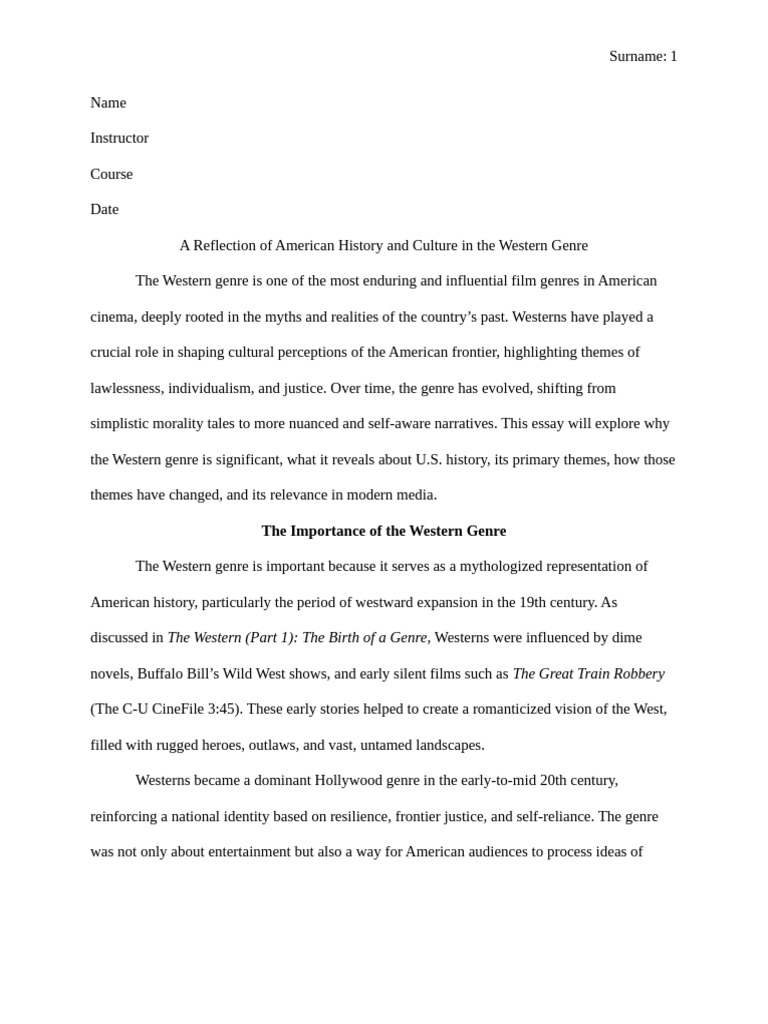 A Reflection of American History and Culture in The Western Genre | PDF ...