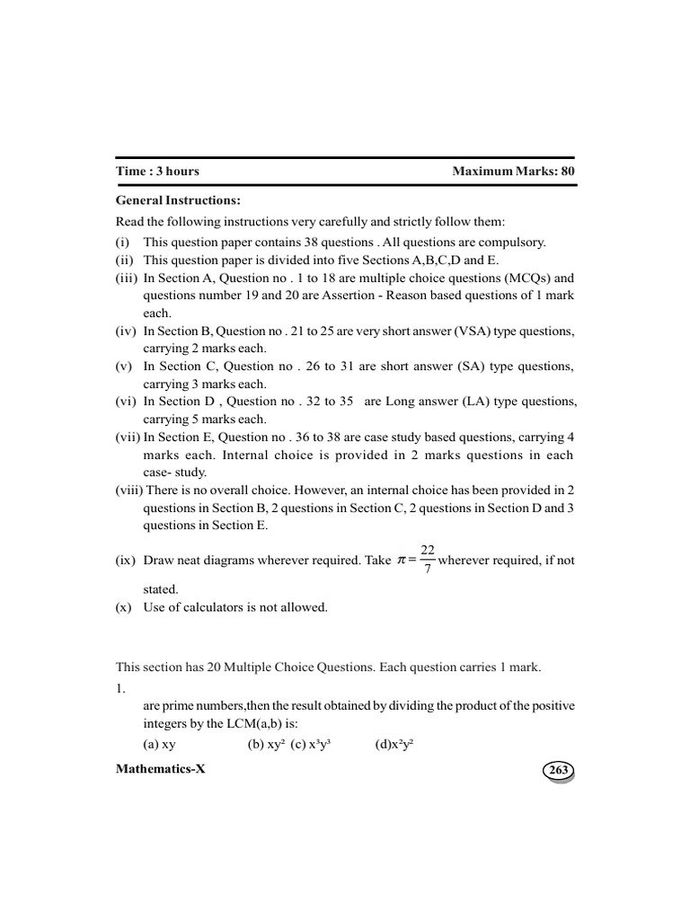 10 Math Practice Question Paper 1 SM 2025 | PDF | Equations | Area