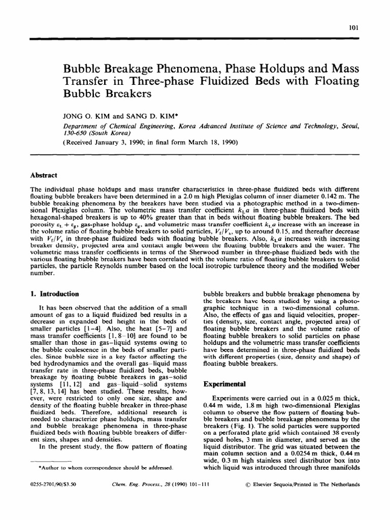 Bubble Breakage Phenomena, Phase Holdups and Mass transfer | PDF | Flow Measurement | Liquids