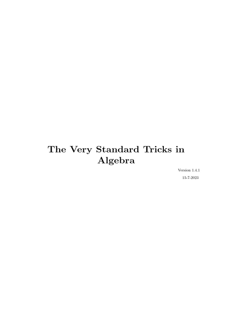 The Very Standard Tricks in Algebra 1.4.1 | PDF | Factorization ...