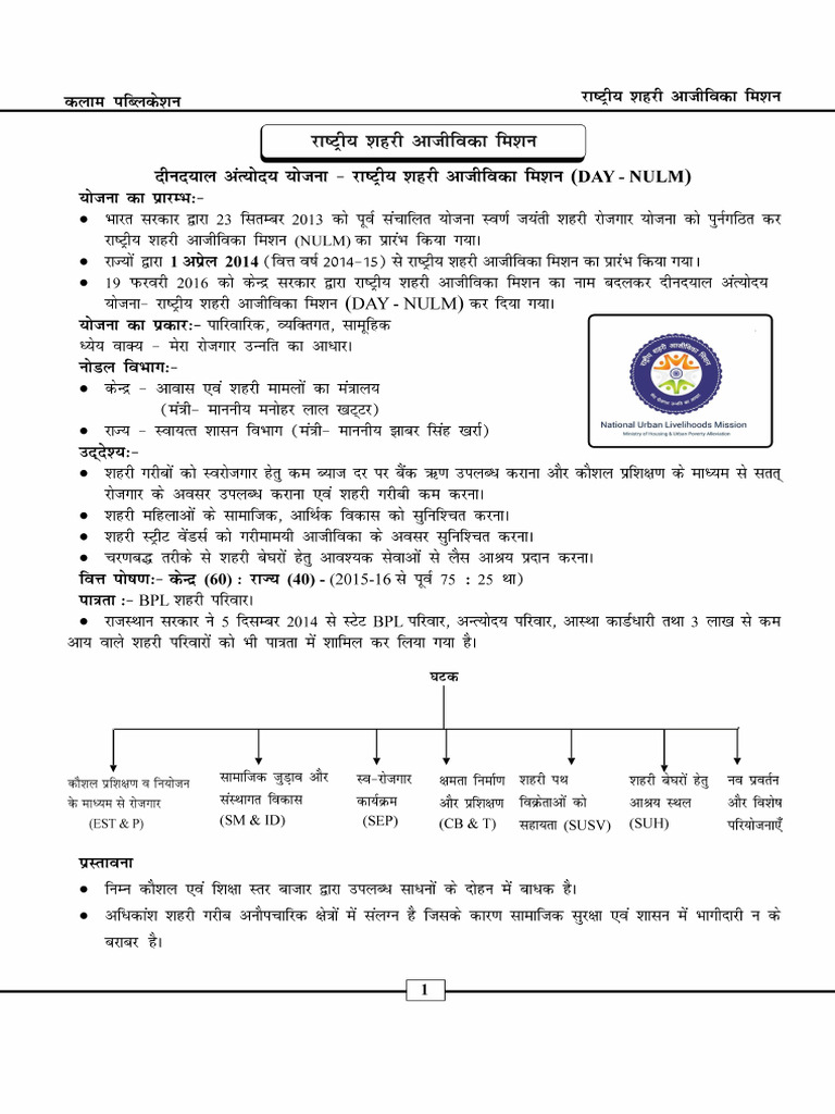 Rashtriya Sahri Aajivika Missison - Updated | PDF