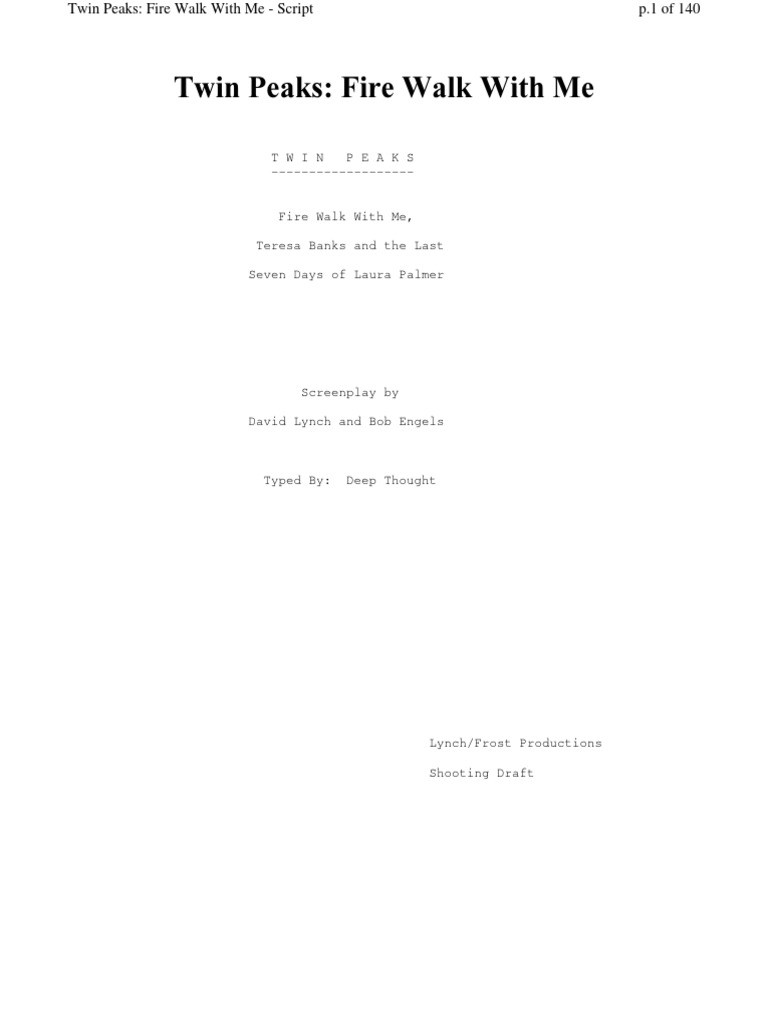 Twin Peaks - Fire Walk With Me (Screenplay) | PDF