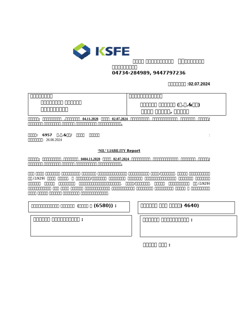 Satheesan Unnithan Nil Report | PDF