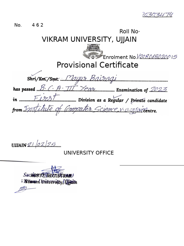 Provisional Certificate | PDF