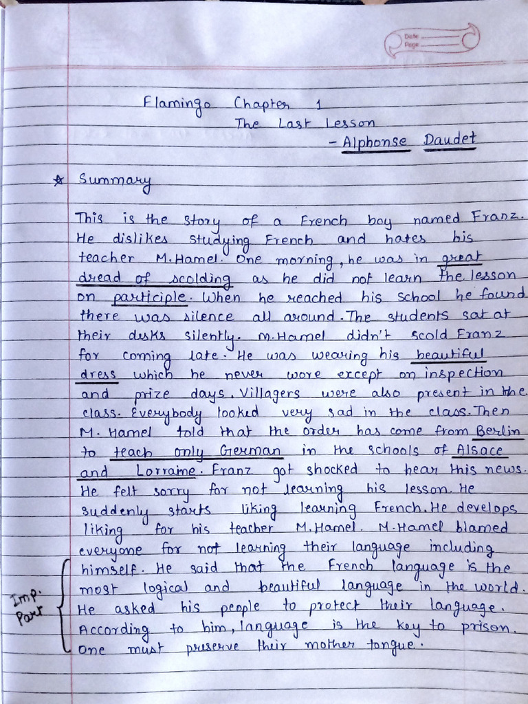 The last lesson notes | PDF