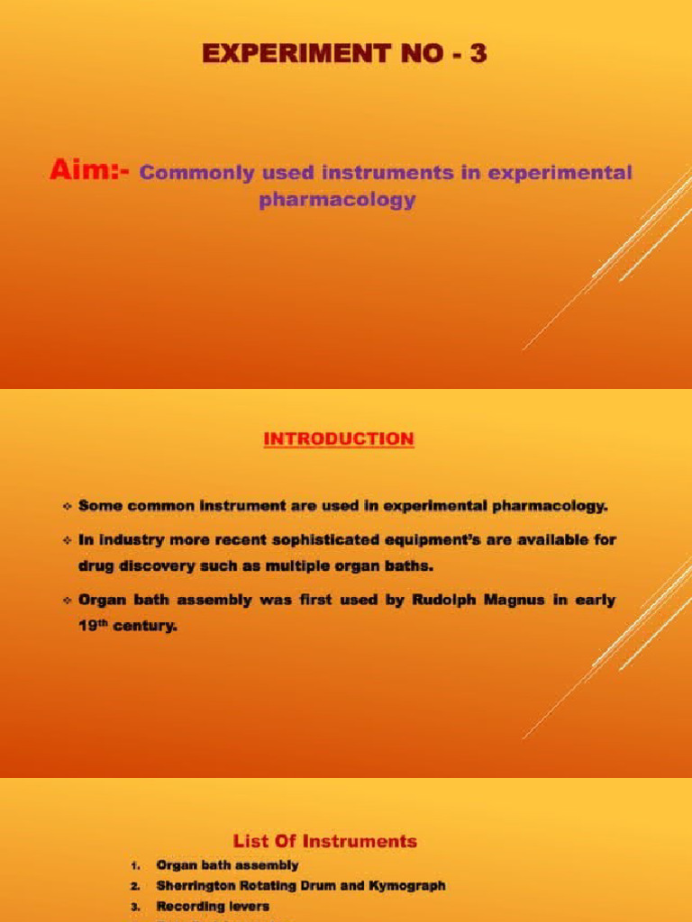 Expt 2. Commonly Used Instruments in Experimental Pharmacology | PDF