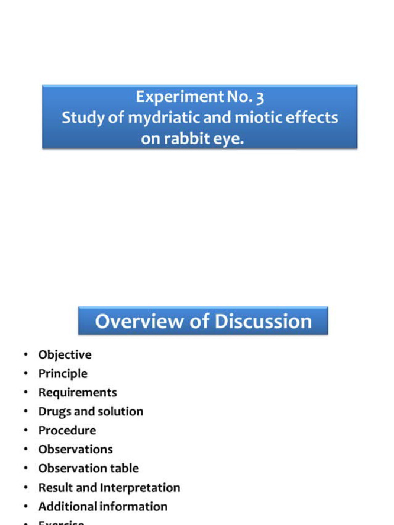 Expt 9. Effect of Drugs On Rabbit Eye. | PDF