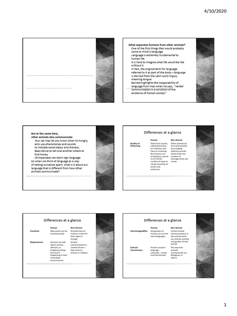 Human Vs Non Human Communication | PDF | Communication | Semantics