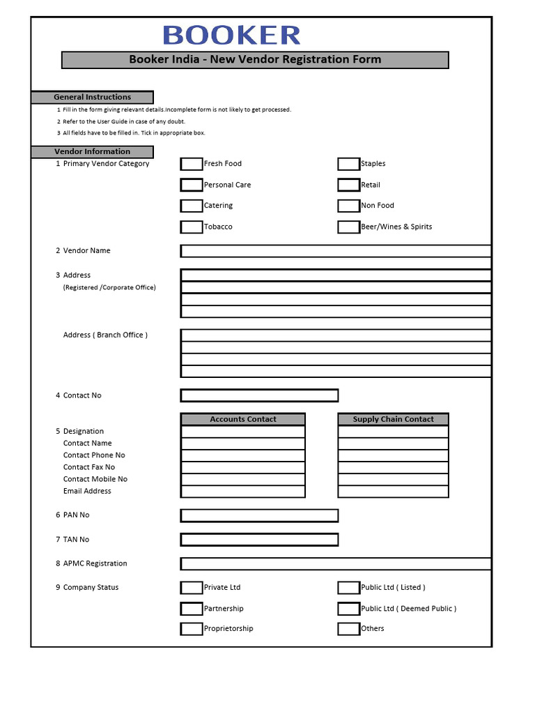 New Vendor Registration Form | PDF | Business