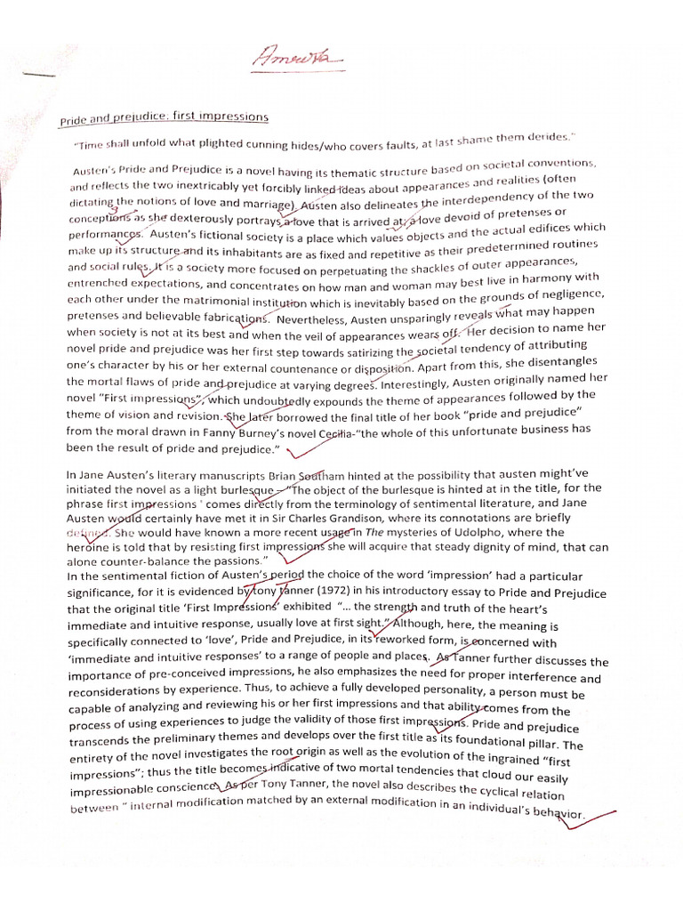 Pride and Prejudice First Impression | PDF