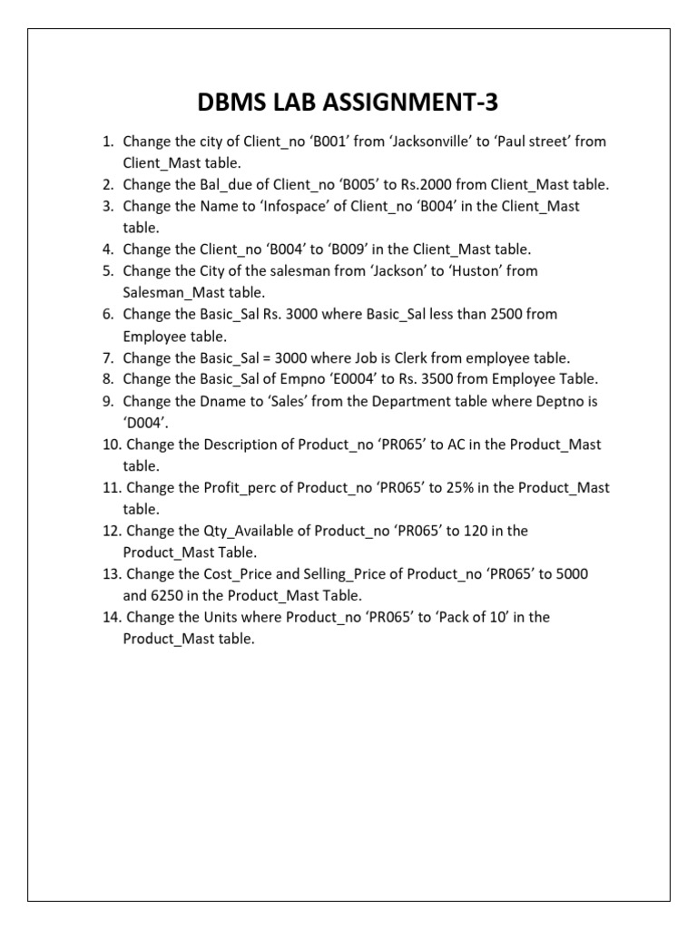 DBMS Lab Assignment-3 | PDF