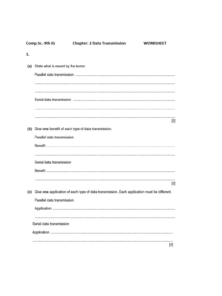 Data Transmission-worksheet Main | PDF