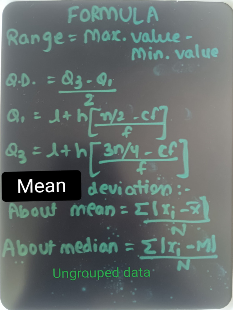 Descriptive Statistics Formula sheet | PDF