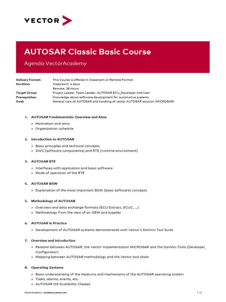 Autosar Classic Basic Course | PDF | Software Development | Computer Engineering