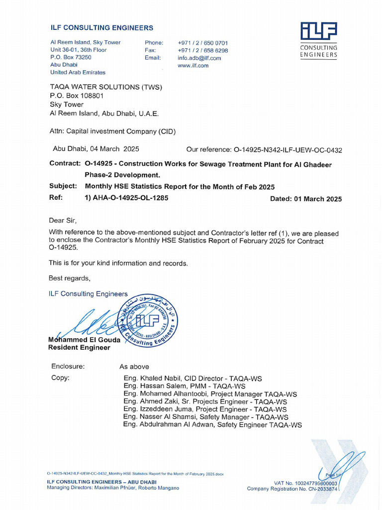 O-14925-N342-ILF-UEW-OC-0432_Monthly HSE Statistics Report for the ...