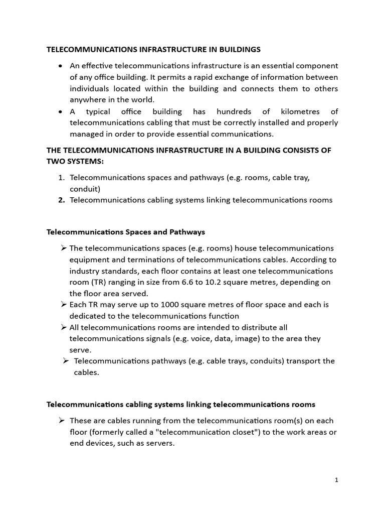 Telecommunications in Buildings-1 | PDF | Computer Hardware | Computer ...
