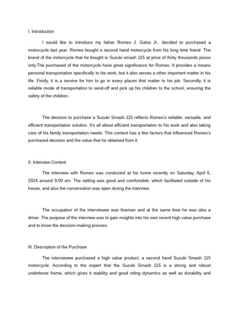 Consumer Interview Project | PDF | Motorcycle | Brand