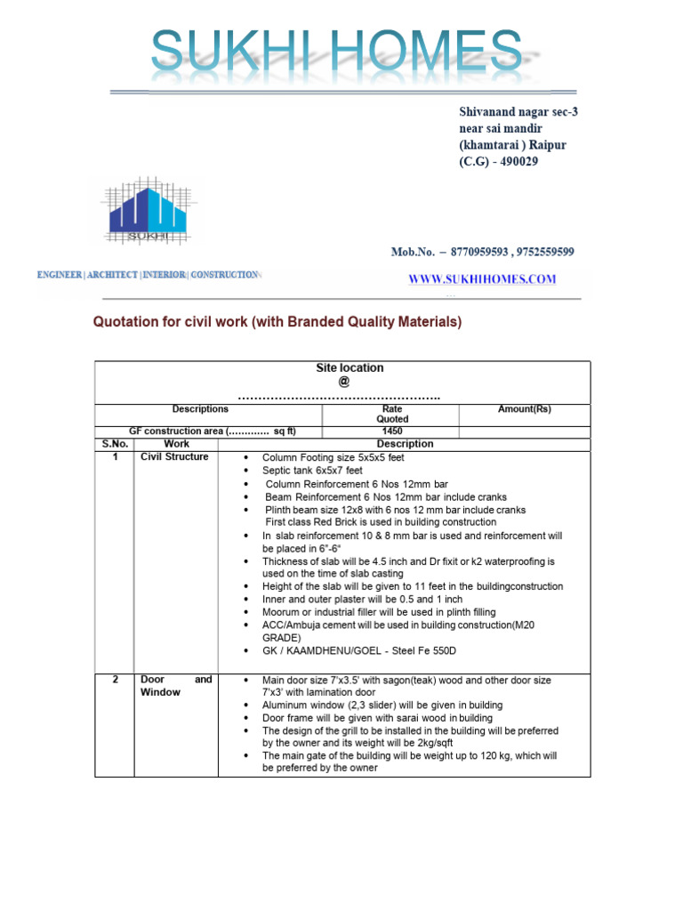 Raipur Quotation | PDF | Bathroom | Tile