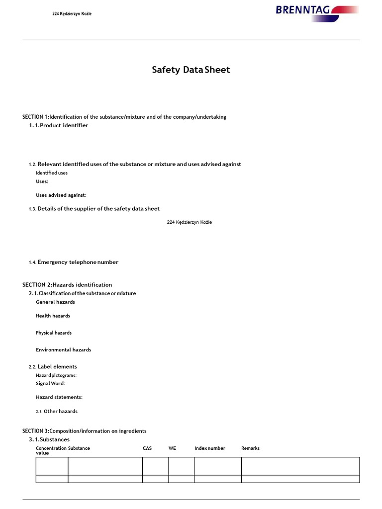 SDS Brenntathin 9150 Dispersant Brenntag 6-Sep-2019 | PDF | Dangerous ...