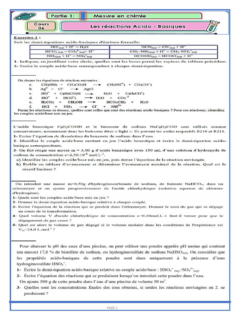 Reaction Acido-Basique | PDF
