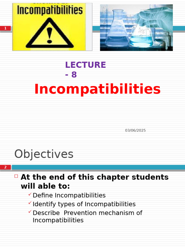 LECTURE 8 Incompatibilities | PDF | Pharmaceutical Formulation | Solubility