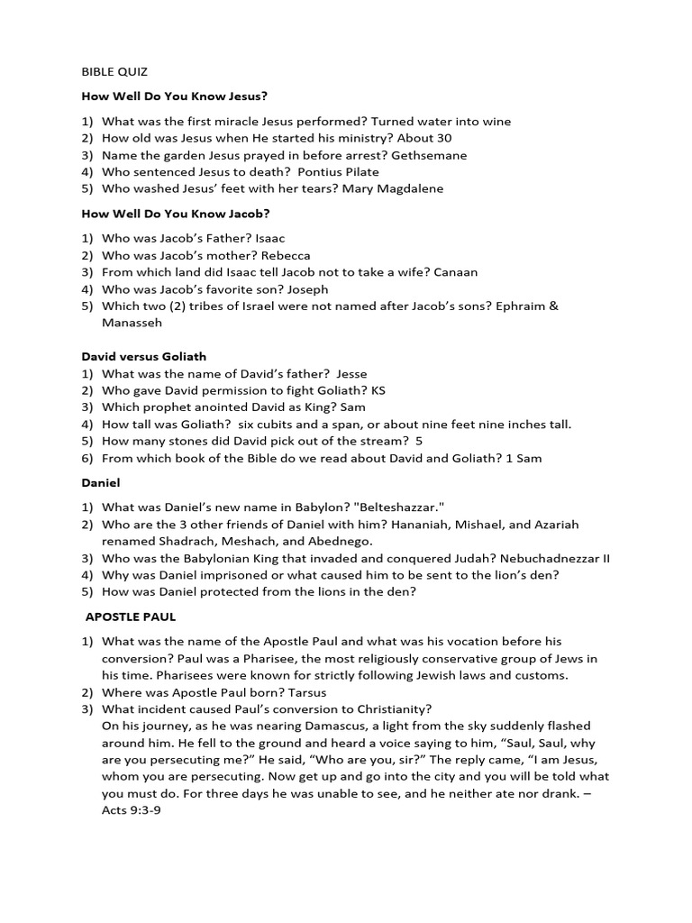 Bible Quiz | PDF