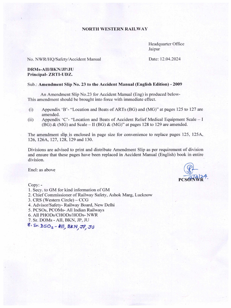 Accident Manual C. Slip 23 | PDF