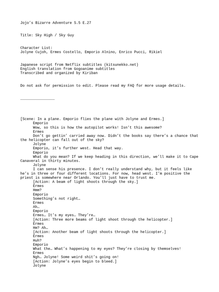 Jojo S Bizarre Adventure S 5 E 27 Eng Dub Pdf