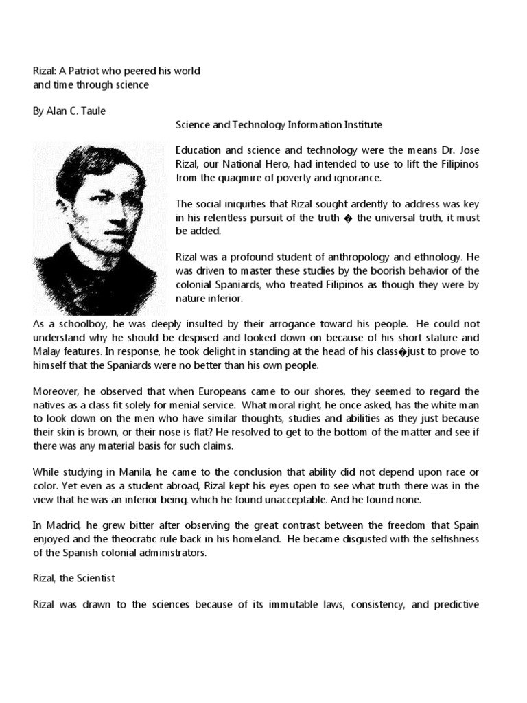 Rizal's Works in Science and Technology | Science | Technology