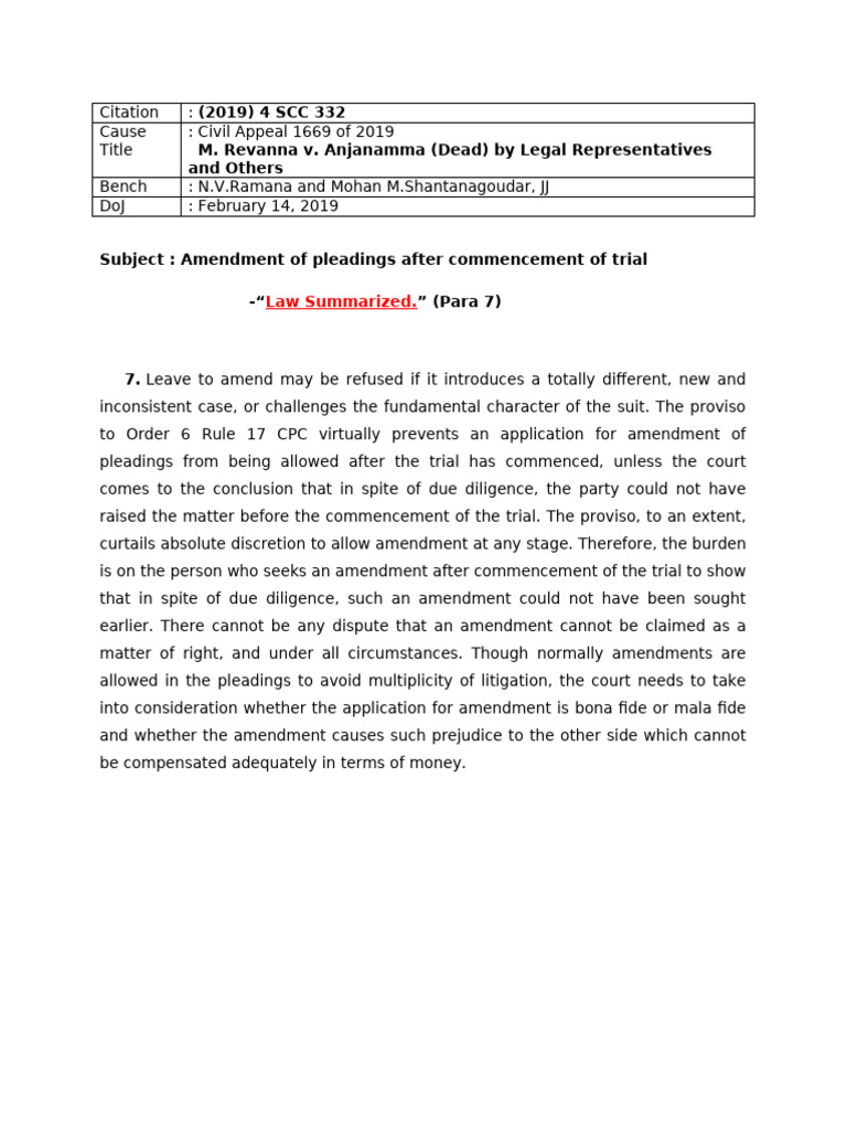 Amendment of Pleadings After Commencement of Trial | PDF