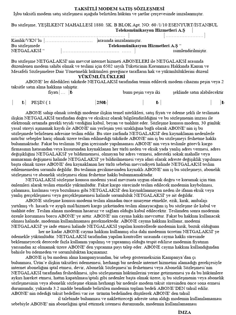 modem-satis-sozlesmesi-2020-12 | PDF