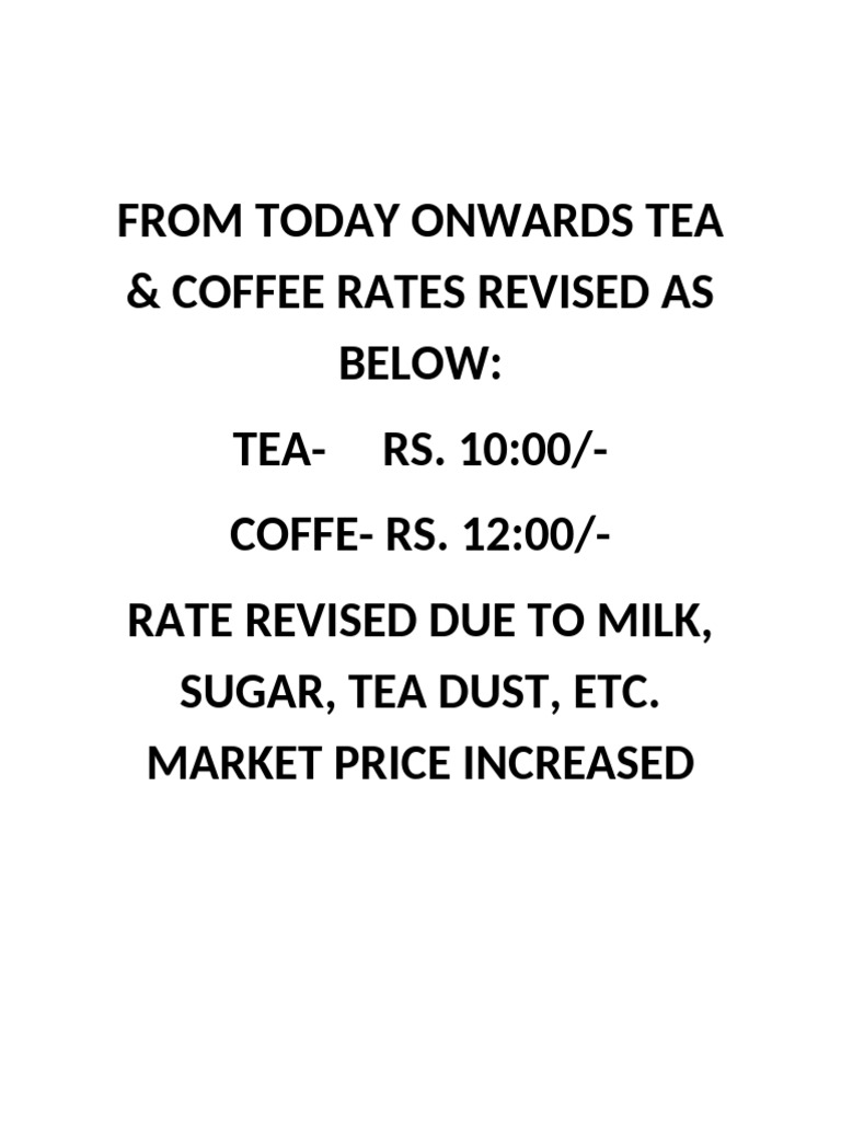 Tea Coffee Rates | PDF