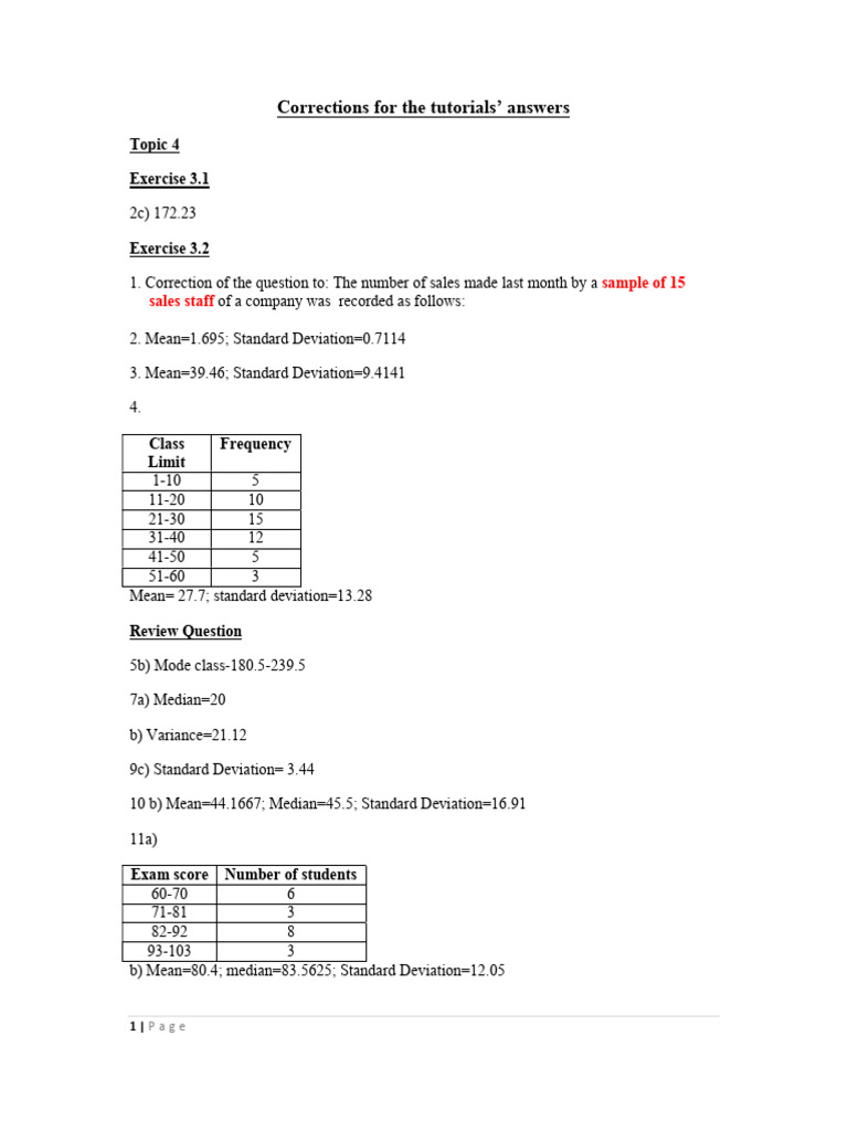 Correction on final answers | PDF