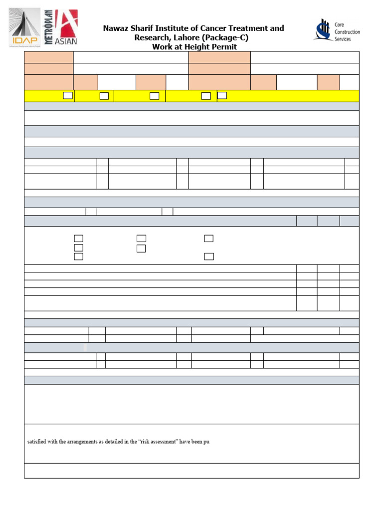 Work at Height Work Permit. | PDF | Scaffolding | Safety