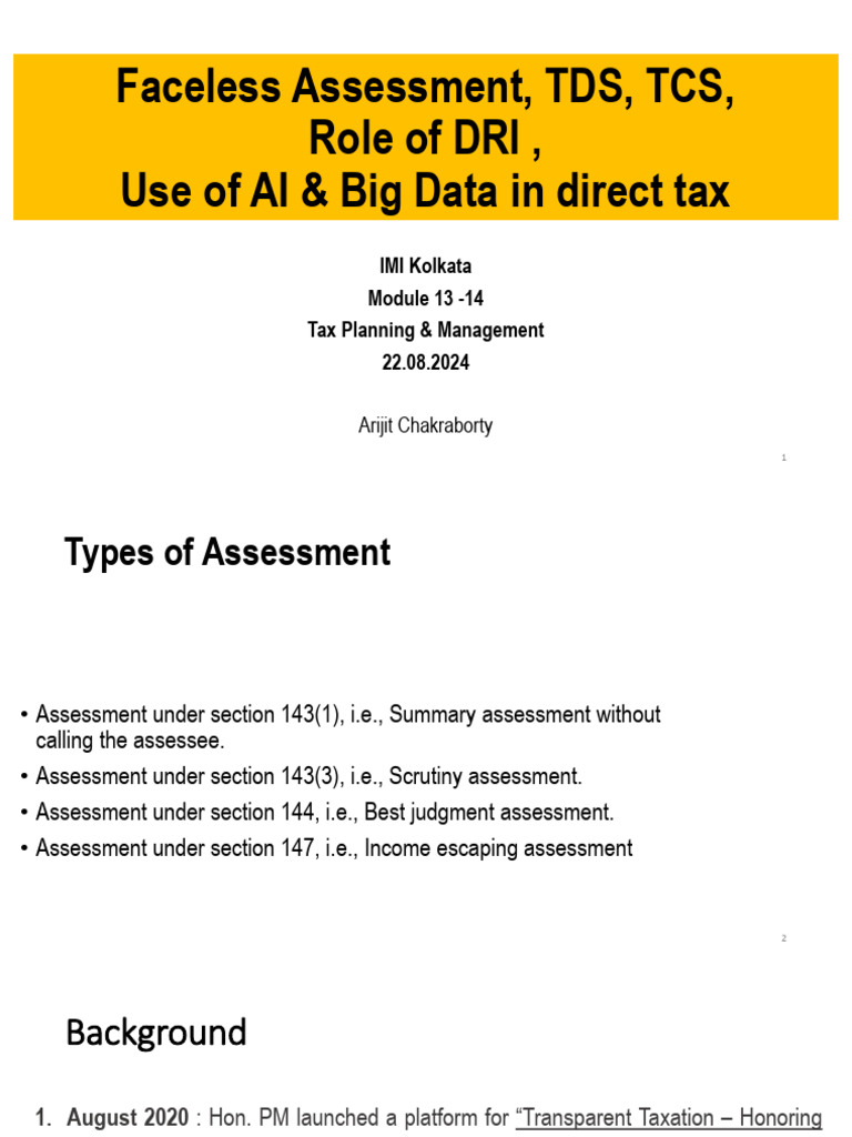 IMI Module 13 & 14 Faceless Assessment TDS TCS DRI AI Big Data BM | PDF ...