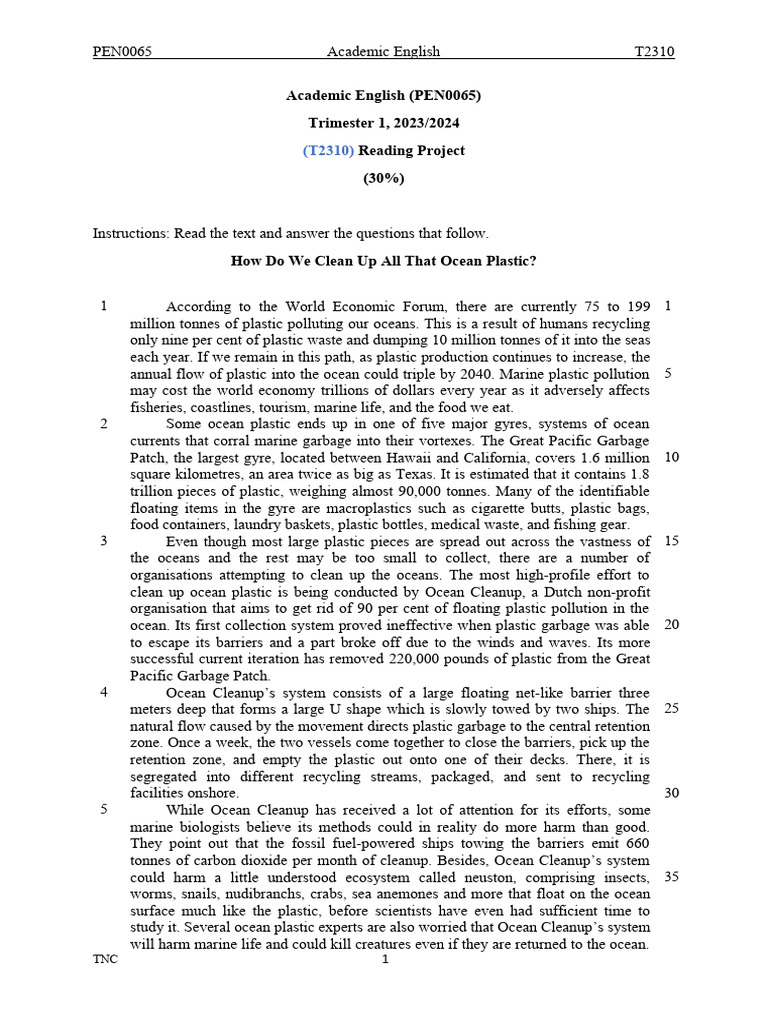 Blended Learning Task WK 7 | PDF | Oceans | Plastic