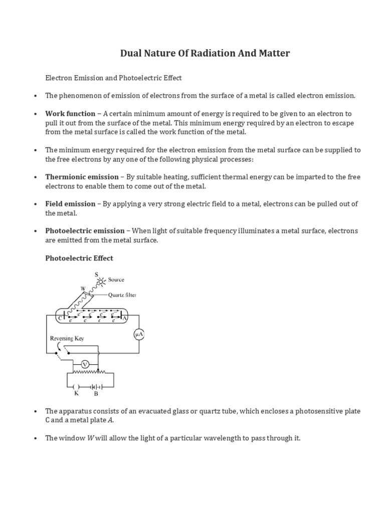 Dual Nature Notes Class 12 Isc Phy | PDF | Photoelectric Effect | Photon
