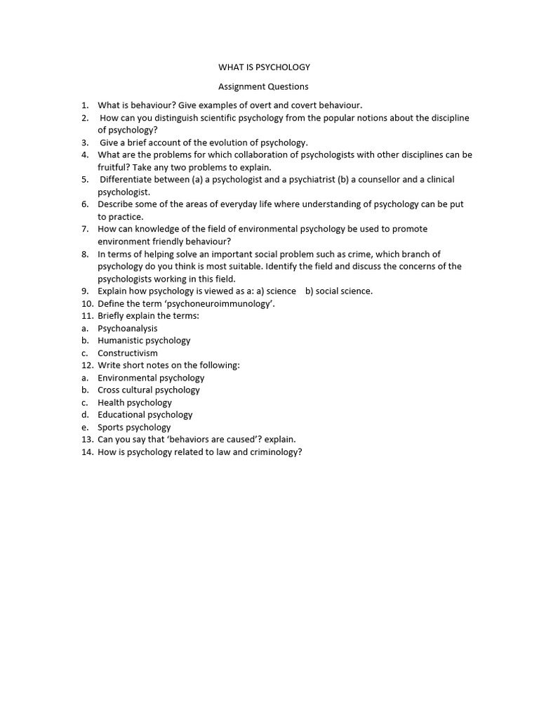 What Is Psychology - Assignment | PDF
