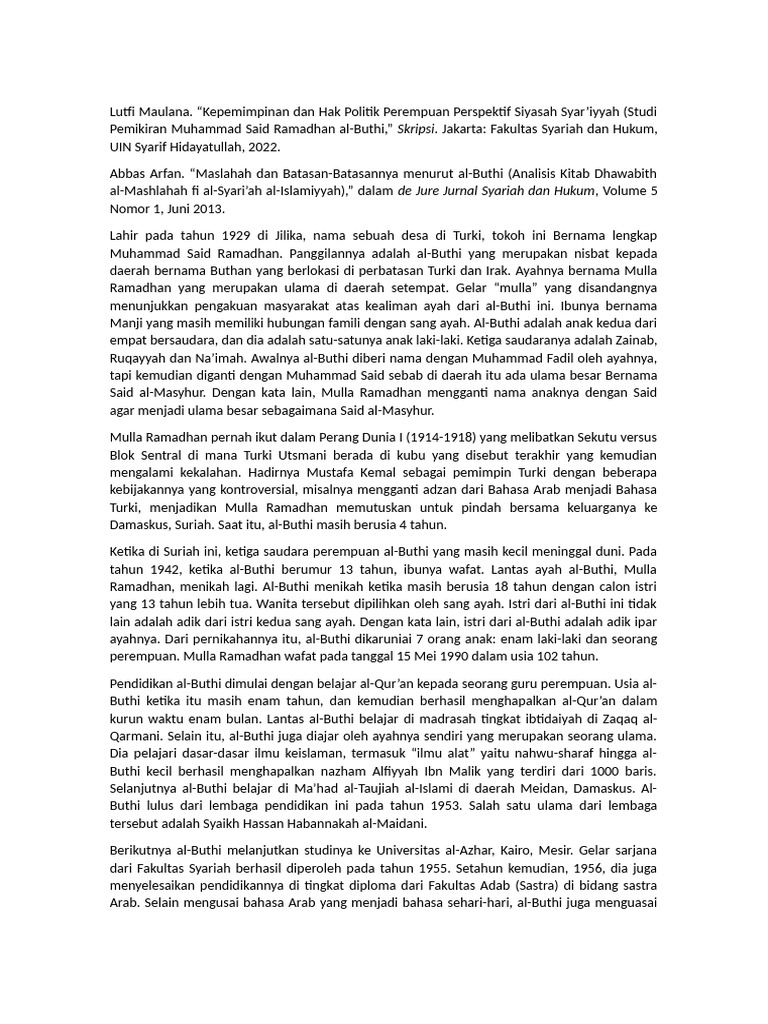 Biografi Muhammad Said Ramadhan al-Buthi | PDF