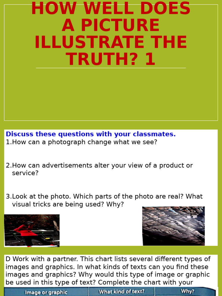 How Well Does a Picture Illustrate the Truth 1 | PDF | Graphics ...