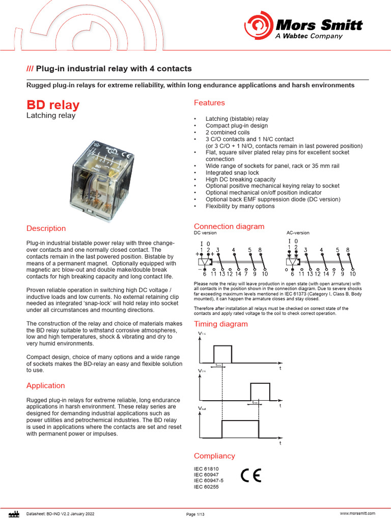 Datasheet BD Relays Ind v2 2 | PDF | Relay | Electrical Connector