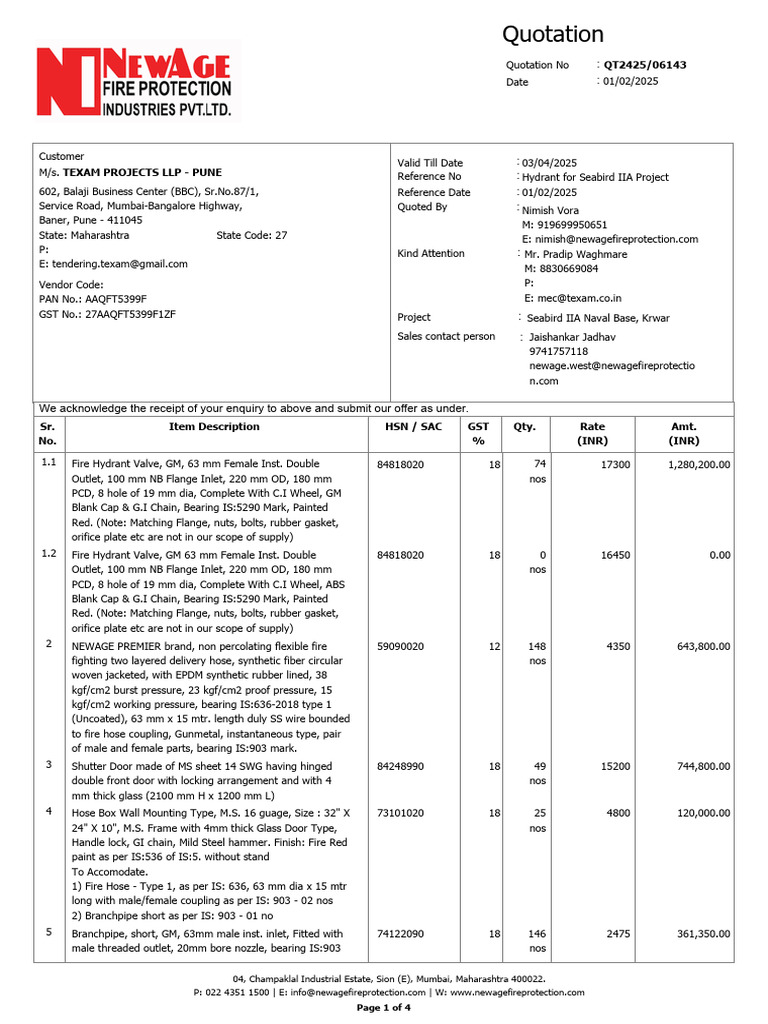 TEXAM PROJECTS LLP - PUNE - Seabird IIA Project | PDF
