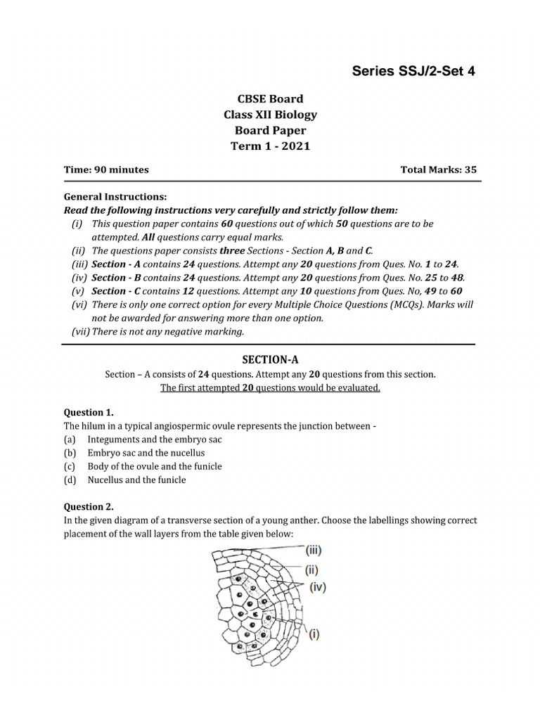 CBSE XII Bio-2021 | PDF