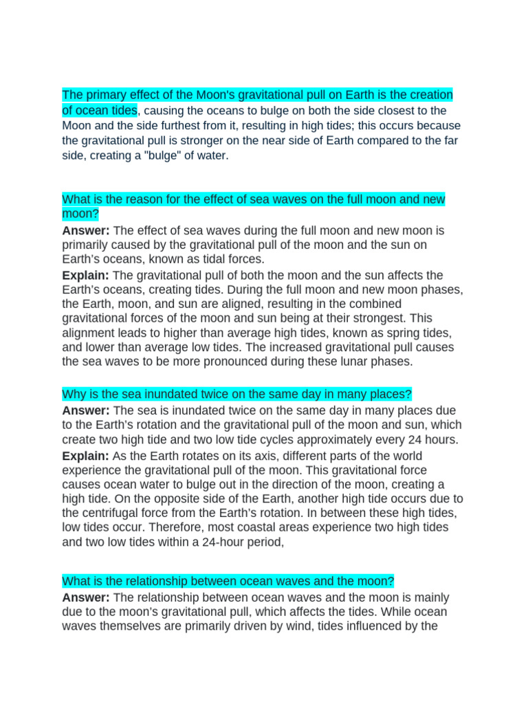 How Tides and Waves Occur | PDF | Tide | Moon