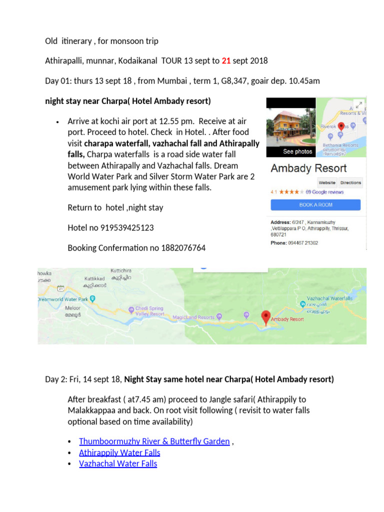 Final Athirapalli Munnar, Kodaikanal 8 Aug 23 | PDF