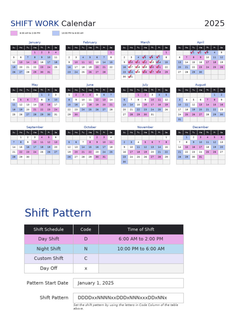 2025 Printable 4 on 4 Off Calendar | PDF