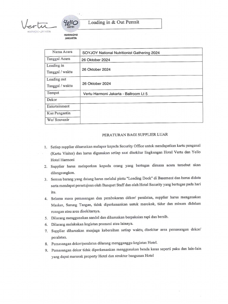 New Form - Loading in & Loading Out Permit 2024 | PDF