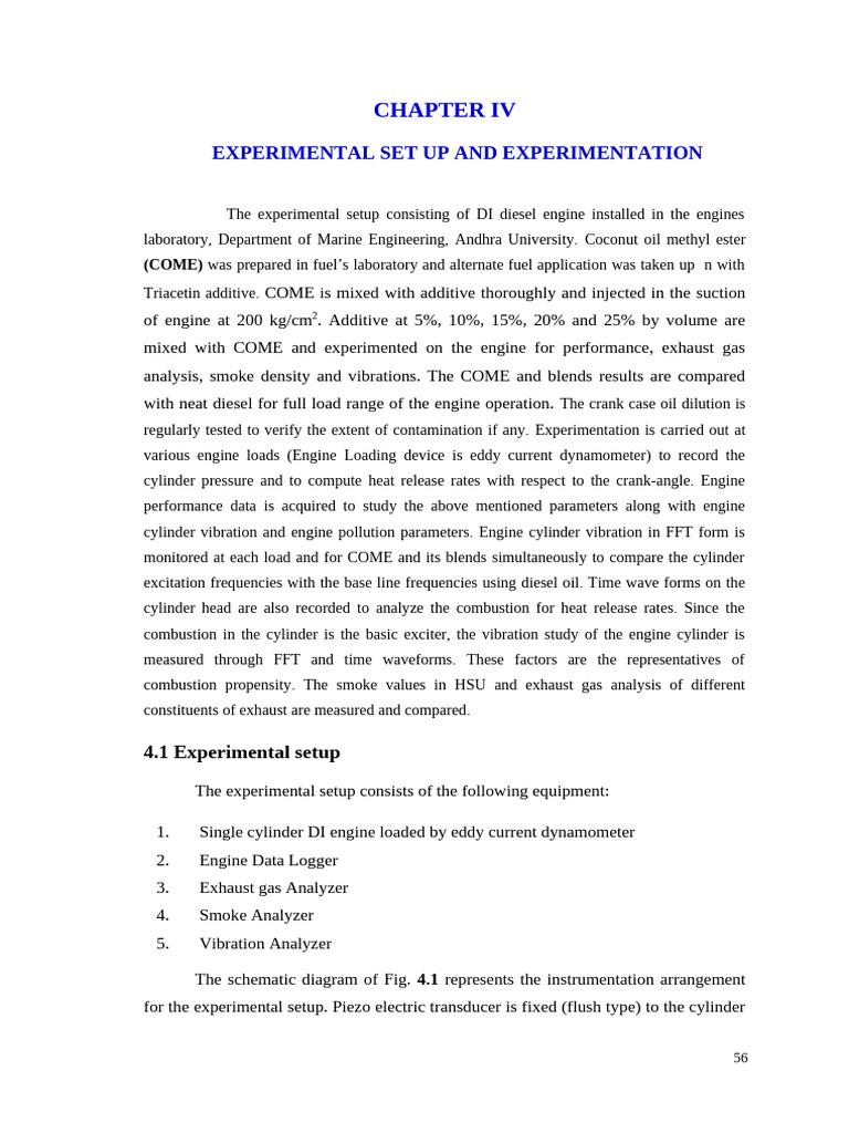 Chapter 4 Experimental setup and Experimentation | PDF | Spectral Density | Engines