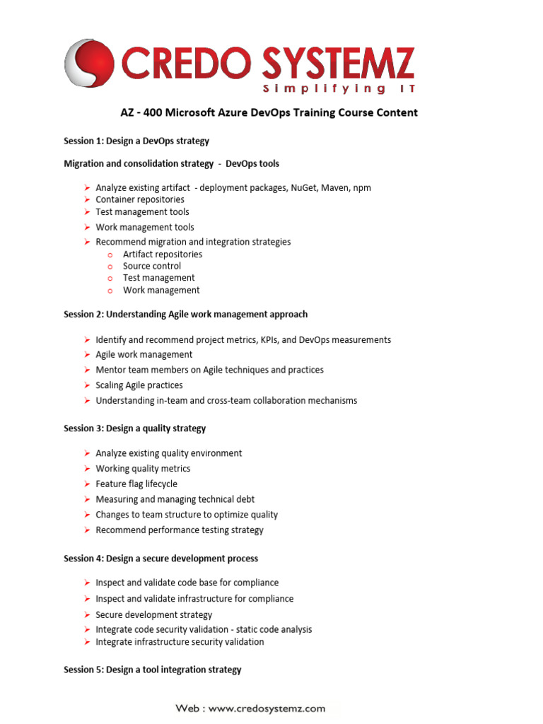 AZ 400 Microsoft Azure DevOps Training Course Content | PDF | Computing ...